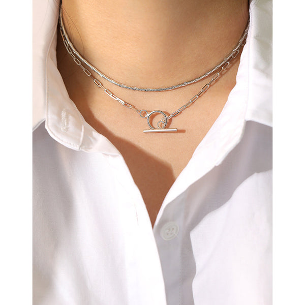 S925 pure silver necklace ins niche design personality OT buckle chain – buymesilver
